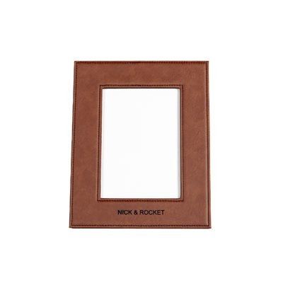 CHESTNUT 5x7 LEATHER FRAME W / LASER ENGRAVING
