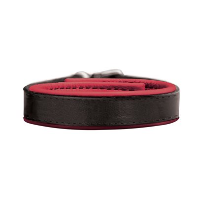 BLACK / RED PADDED LEATHER BRACELET