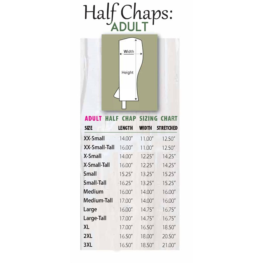 PERRI'S PROFESSIONAL EXTRA SMALL BLACK ZIP HALF CHAP