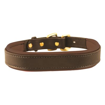HAVANA / BROWN EXTRA LARGE PADDED LEATHER DOG COLLAR