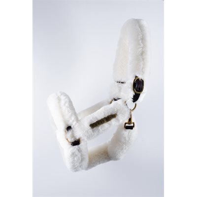HORSE SHEEPSKIN SHIPPING HALTER W / PLATE